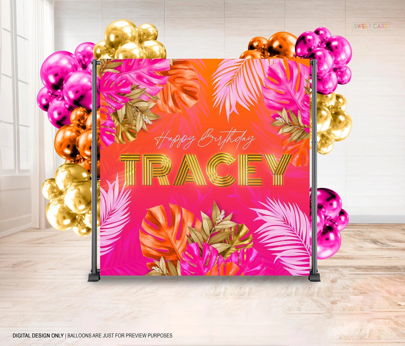 Floral Tropical backdrop Retirement Party Printable Backdrop floral ba ...