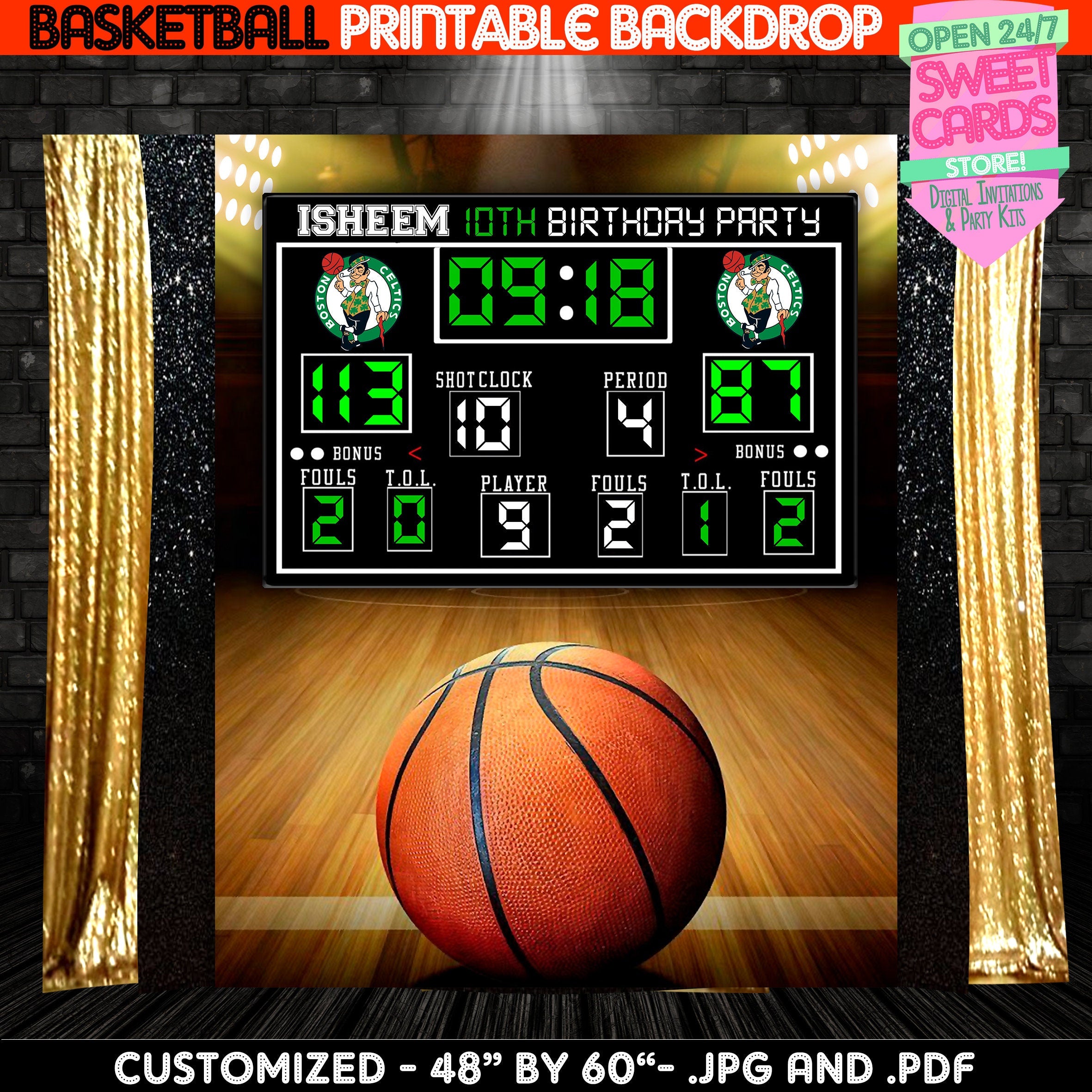 Basketball Backdrop, Basket Backdrop, Basket game score board backdrop ...