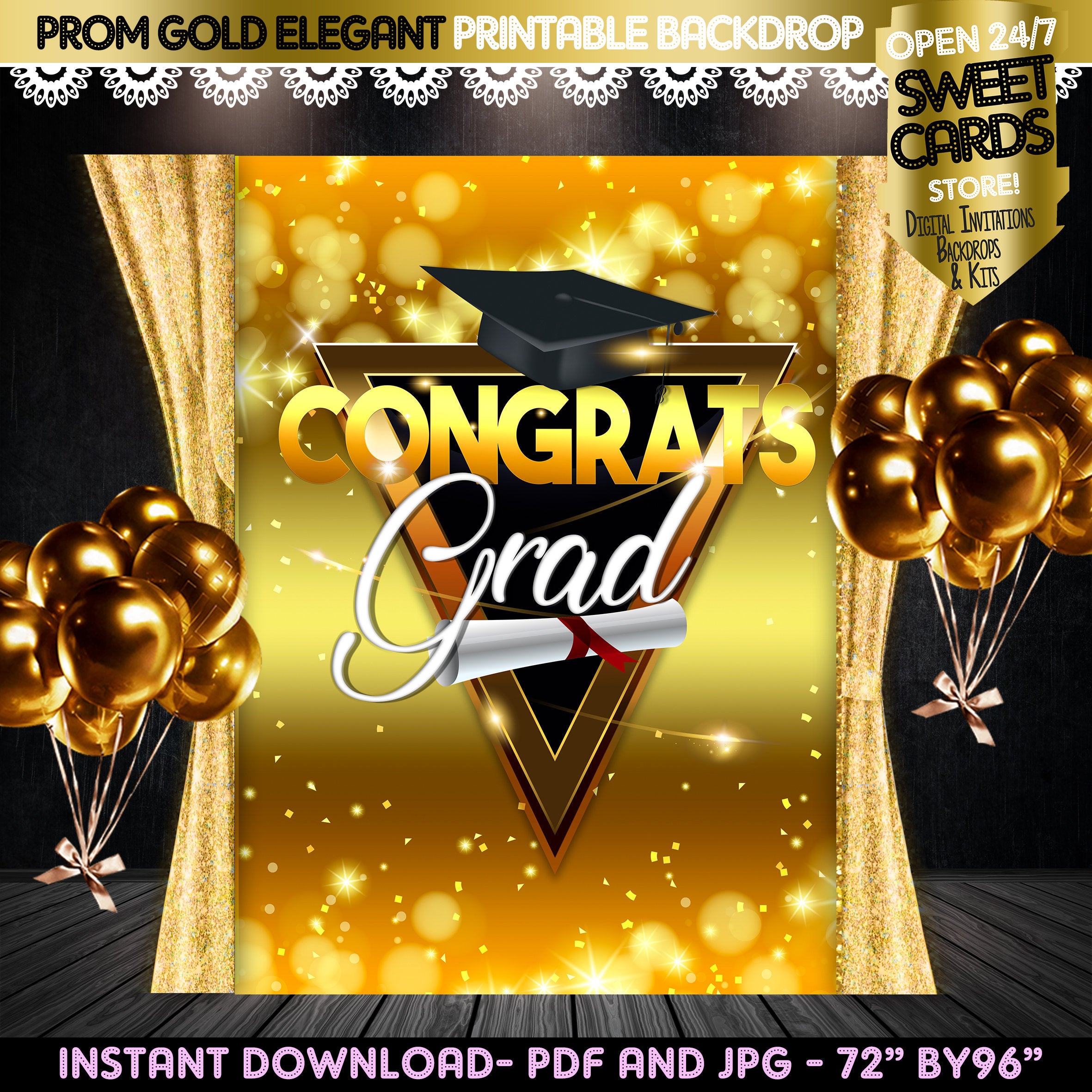 Prom Gold Printable Backdrop, Prom Elegant Backdrop, Prom Background ...