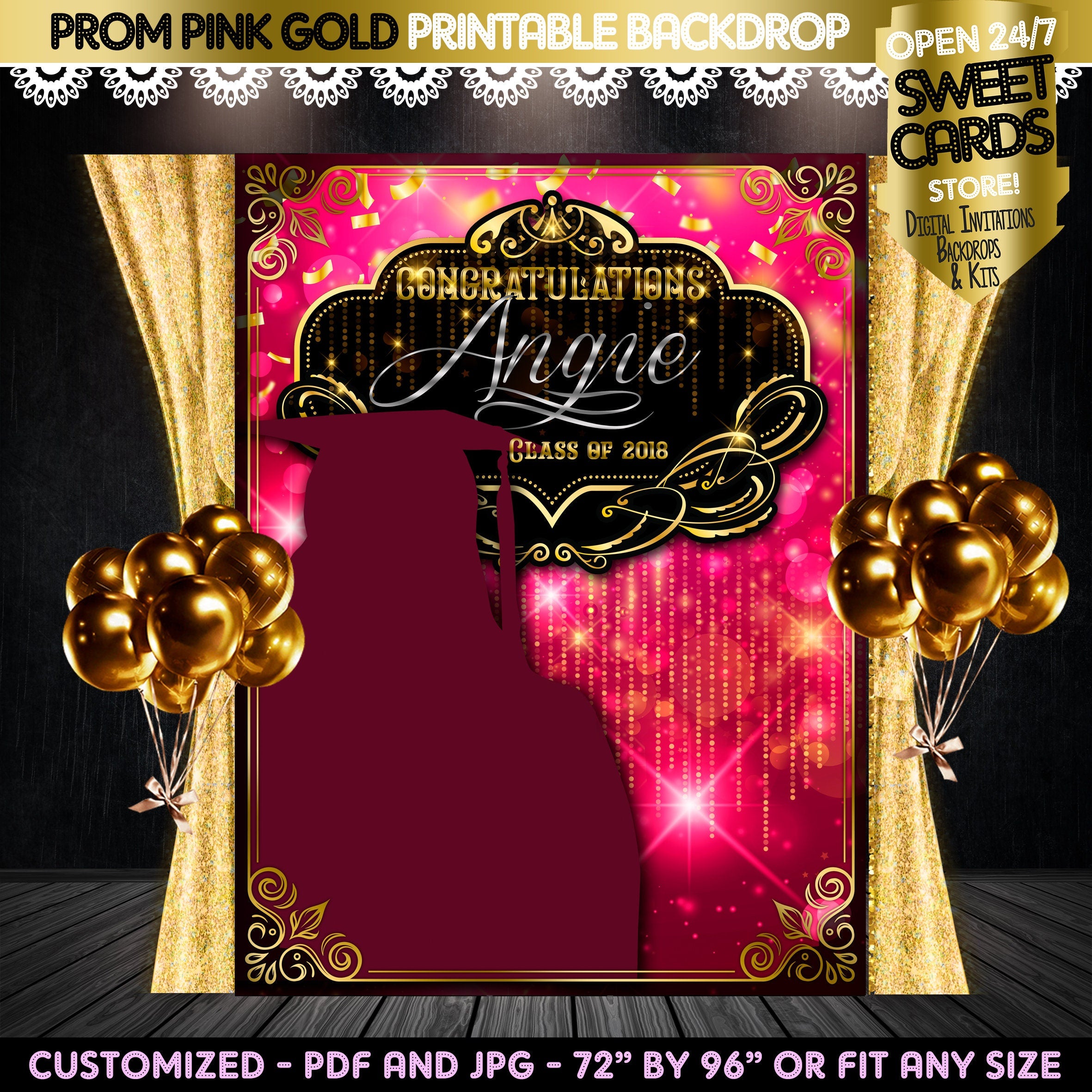 Prom Gold Printable Backdrop, Prom Elegant Backdrop, Prom Background ...