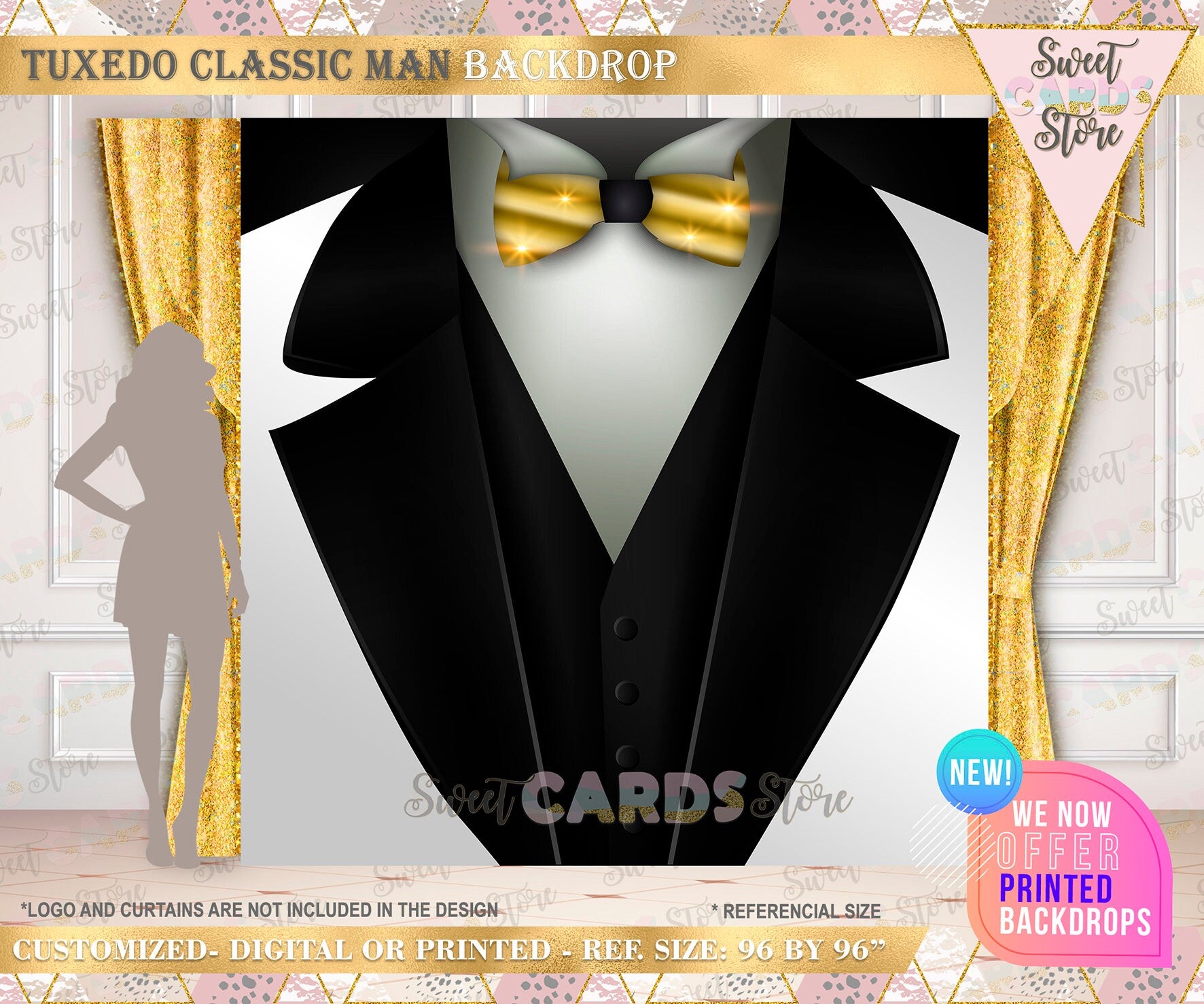 White Tuxedo Printable Backdrop, Classic Man Backdrop, tuxedo Backgrou ...