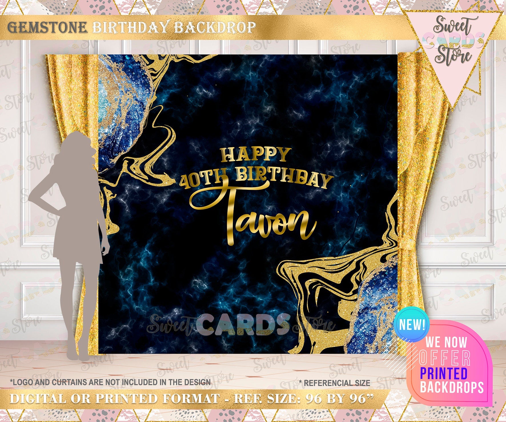 Gemstone Birthday backdrop, Gemstone backdrop 40th 50th 60th birthday ...