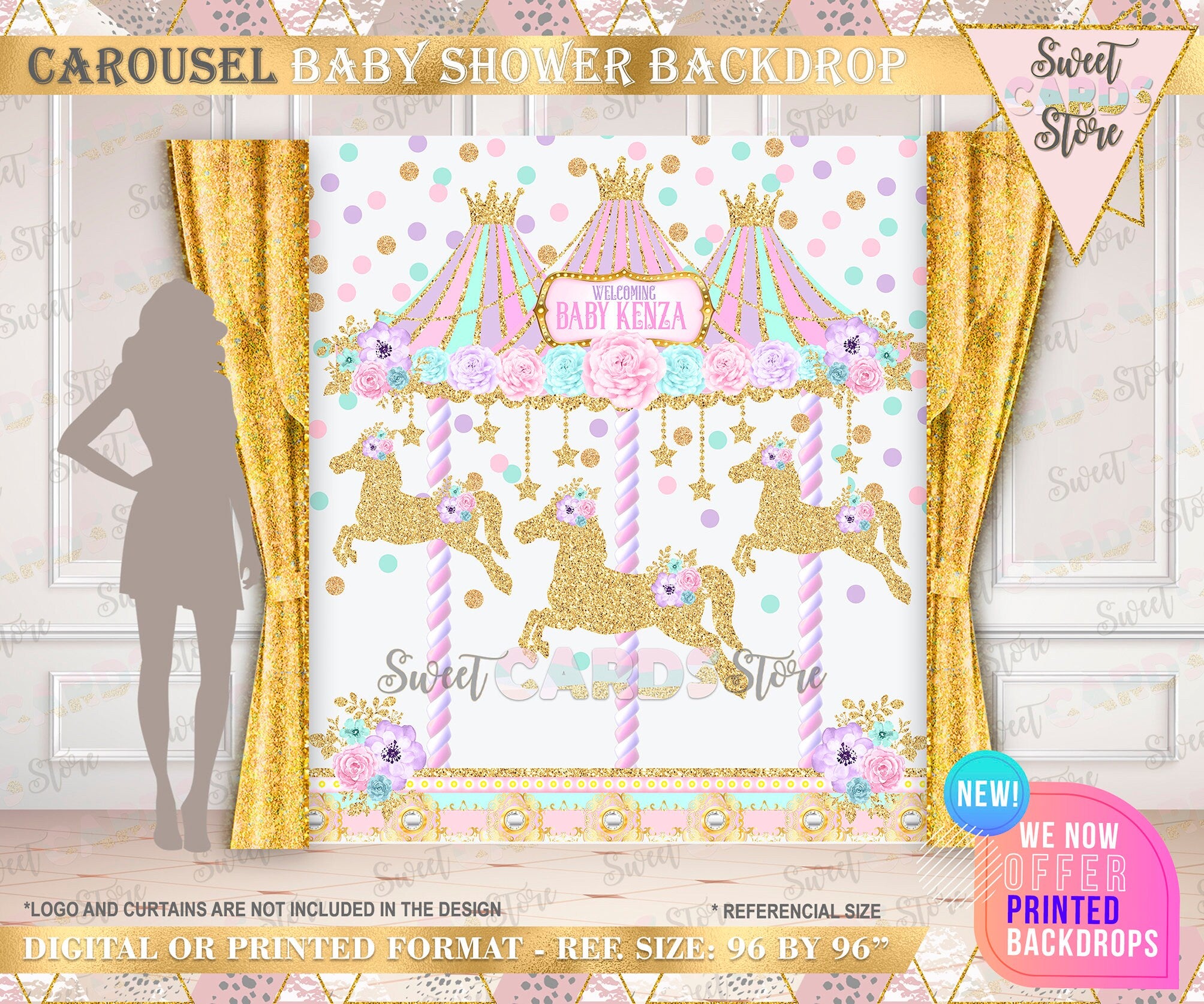 Carousel Printable Backdrop, Carousel Party Photo Backdrop, Carousel P ...