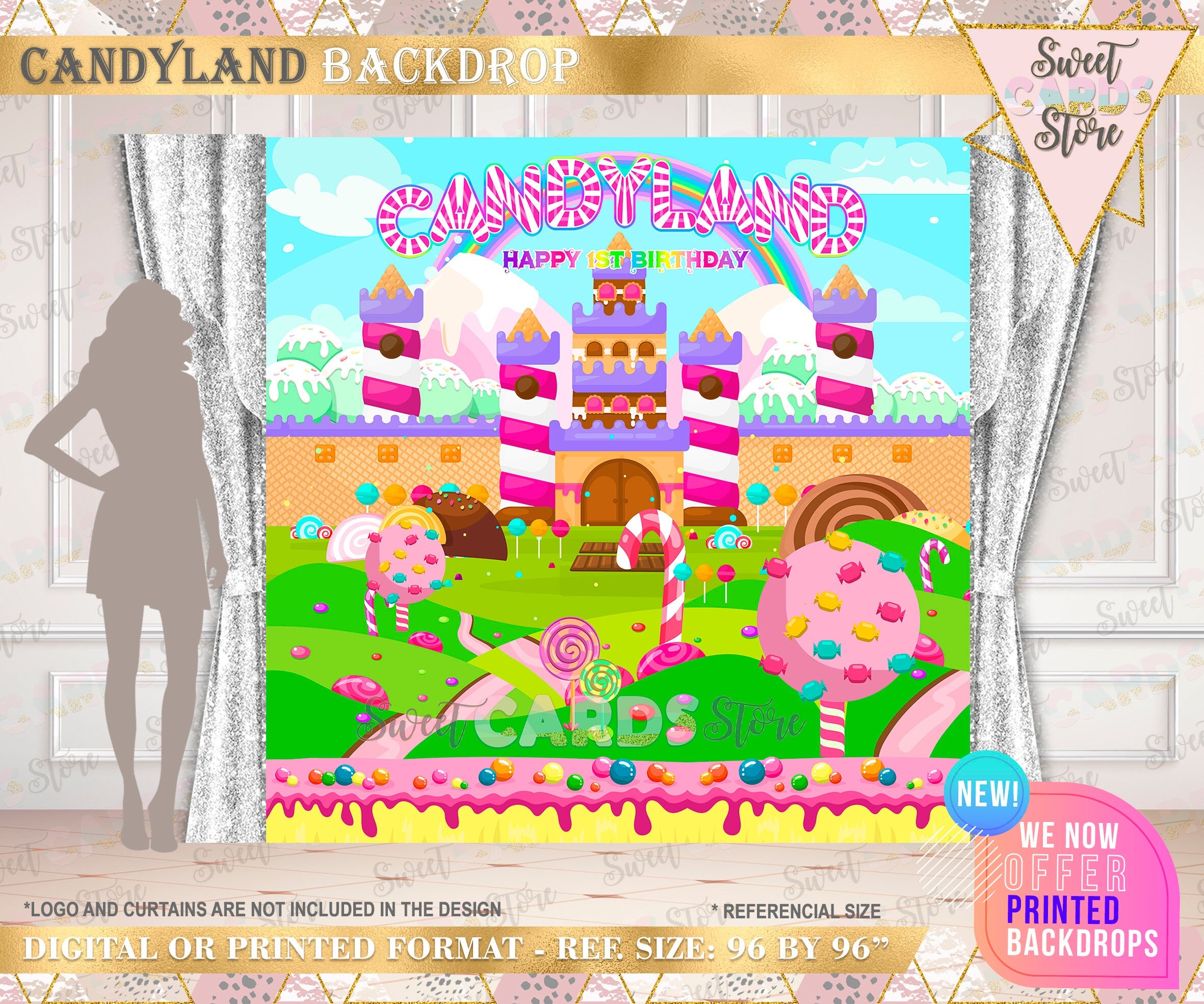 Candyland Backdrop, Candyland sweets backdrop, candy backdrop, candyla ...