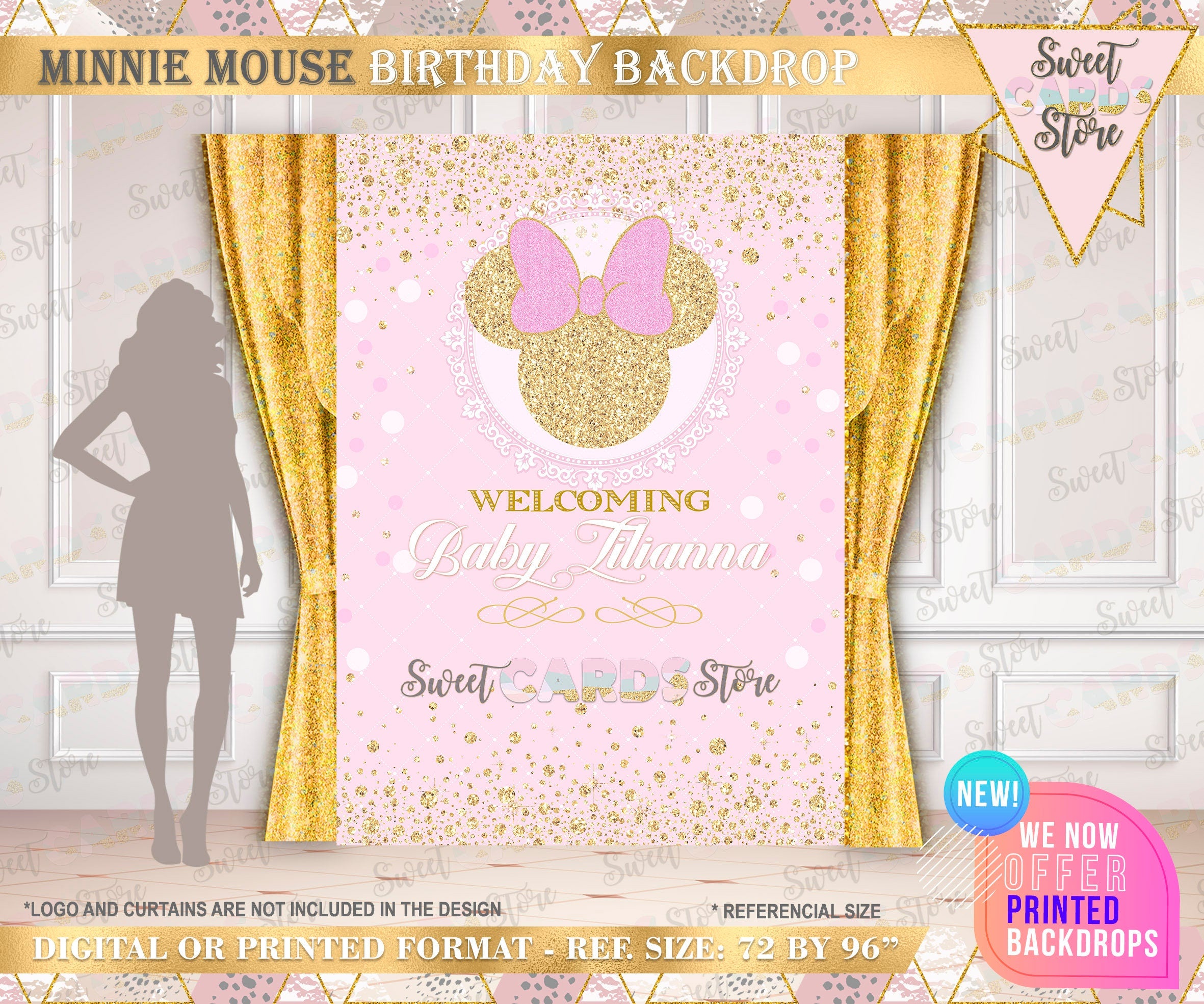 Minnie mouse party backdrop, minnie baby shower backdrop, minnie mouse ...