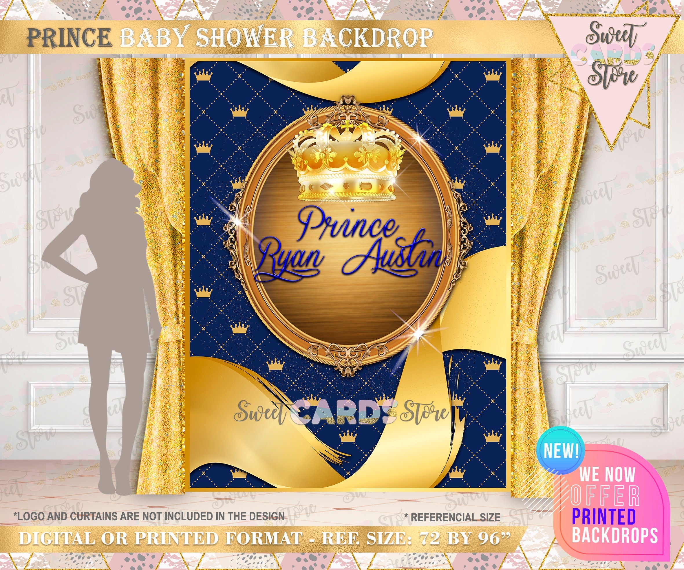 Royal Prince Sweet Sixteen Printable Backdrop, Royal prince backdrop ...