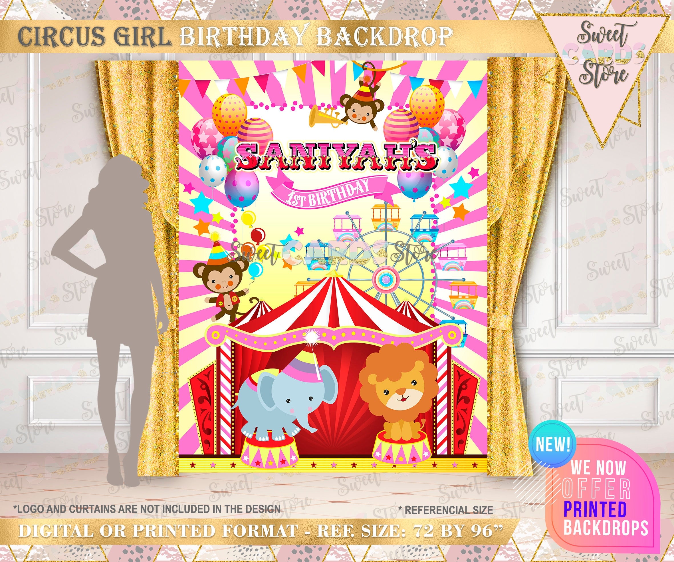 Pink Carnival Circus Printable Backdrop, Welcome Carnival Backdrop, Pi ...