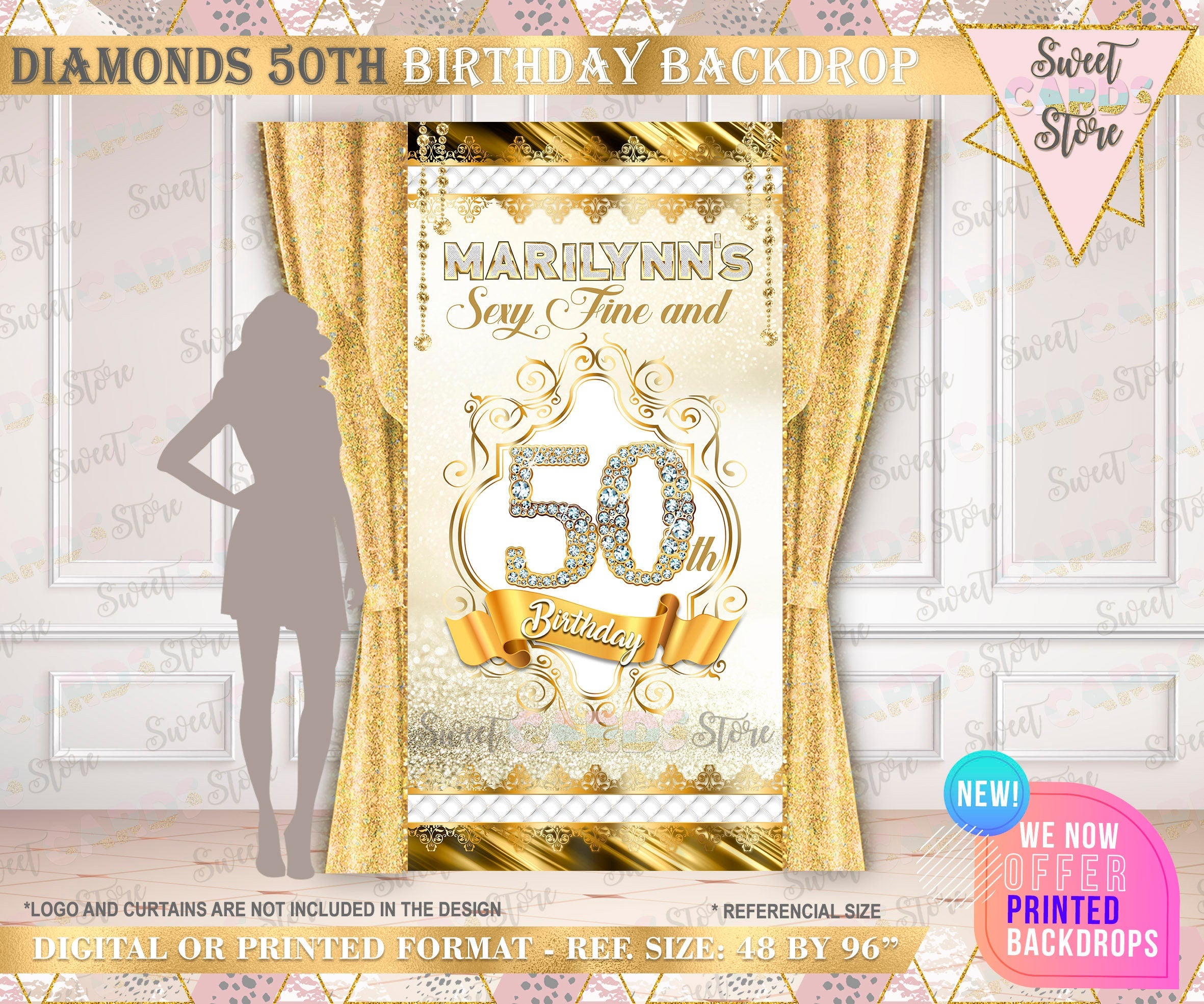 Sexy fine at 50 Backdrop, Sexy and fine backdrop, 50th birthday Backdr ...