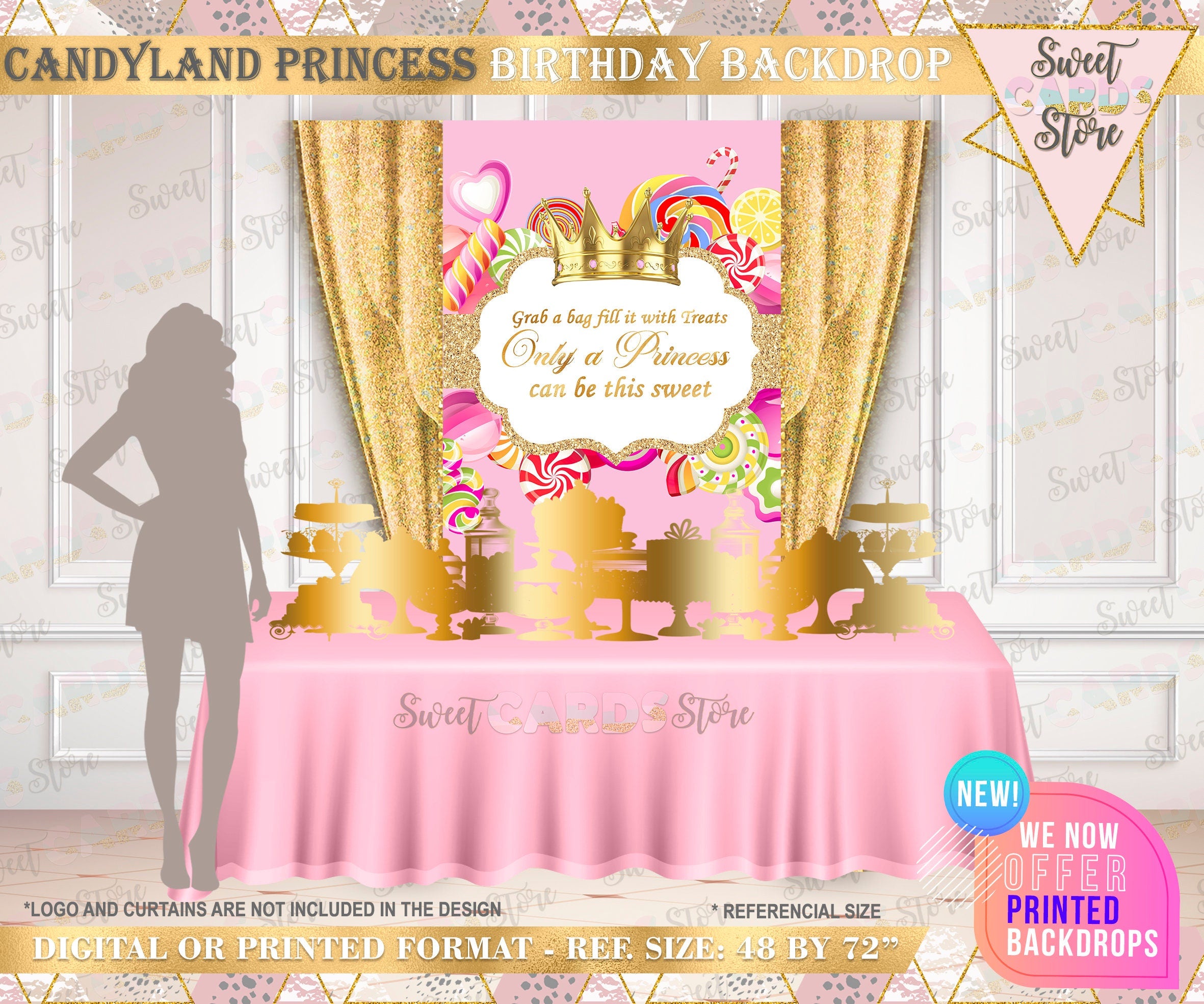 Candyland princess Backdrop, Candyland sweets table backdrop, candylan ...