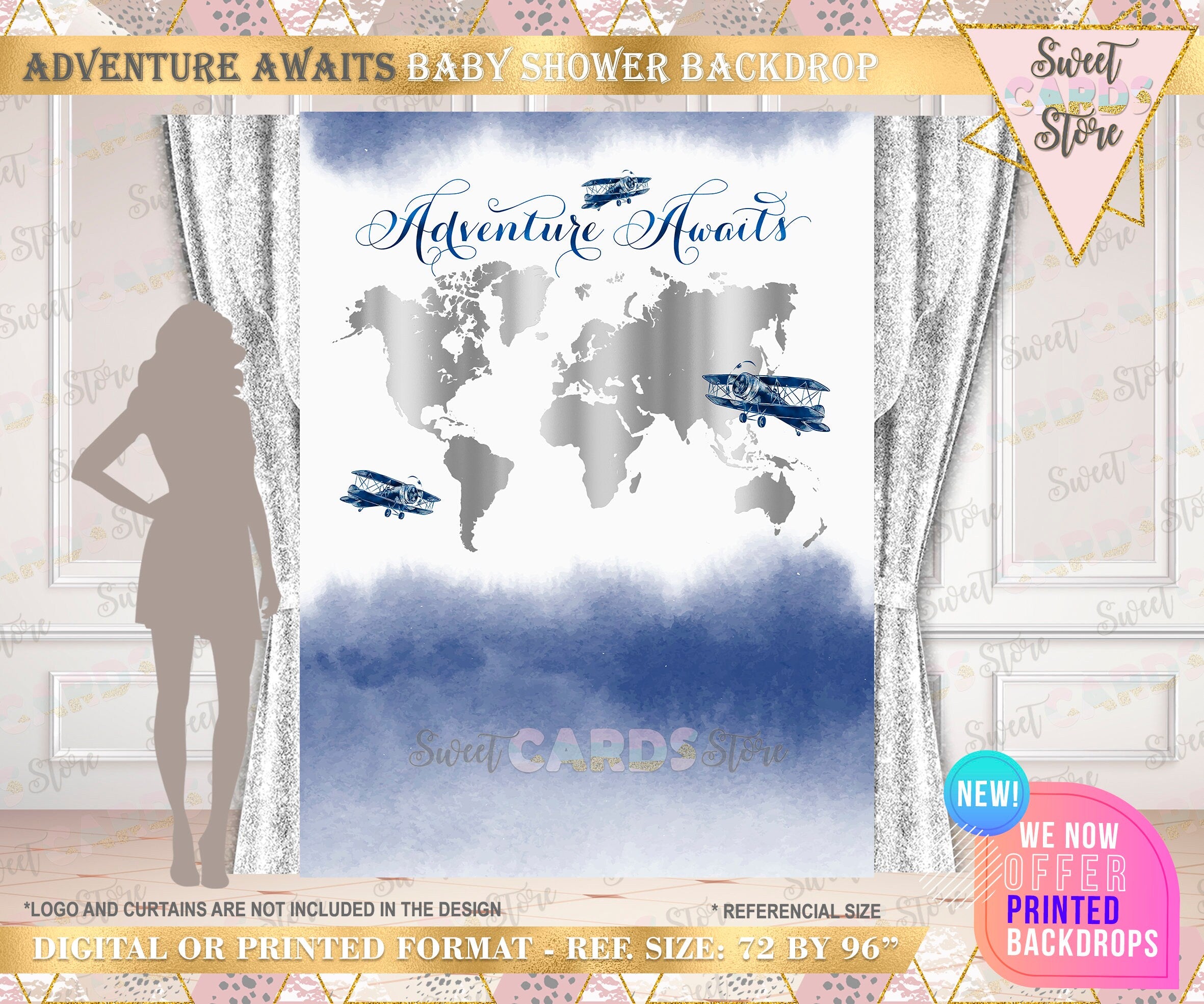 Adventure awaits backdrop, Travel Vintage backdrop, Airplane Backdrop ...