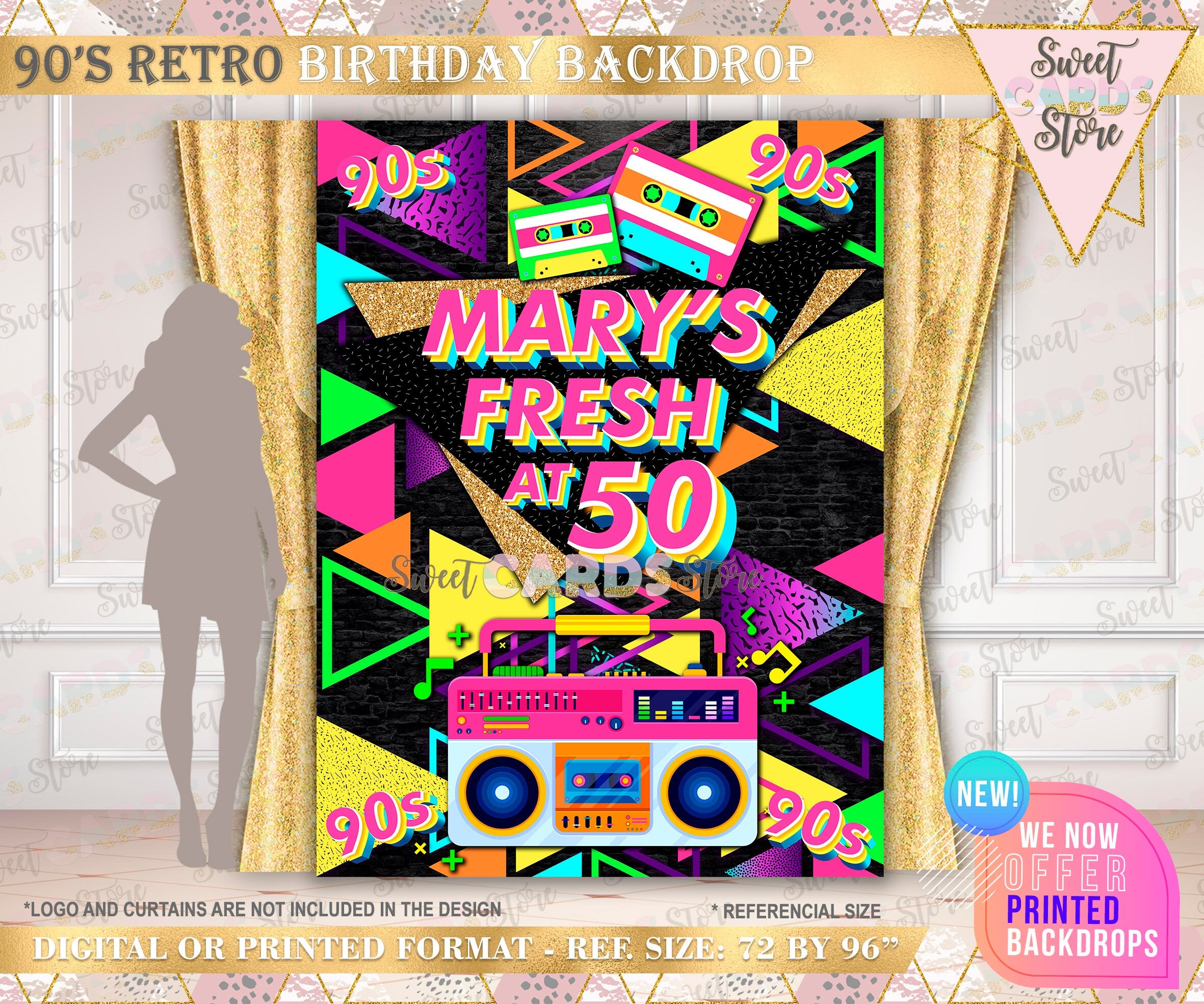 80's 90's retro Party Backdrop, 90s retro Backdrop, Retro Backdrop, gr ...