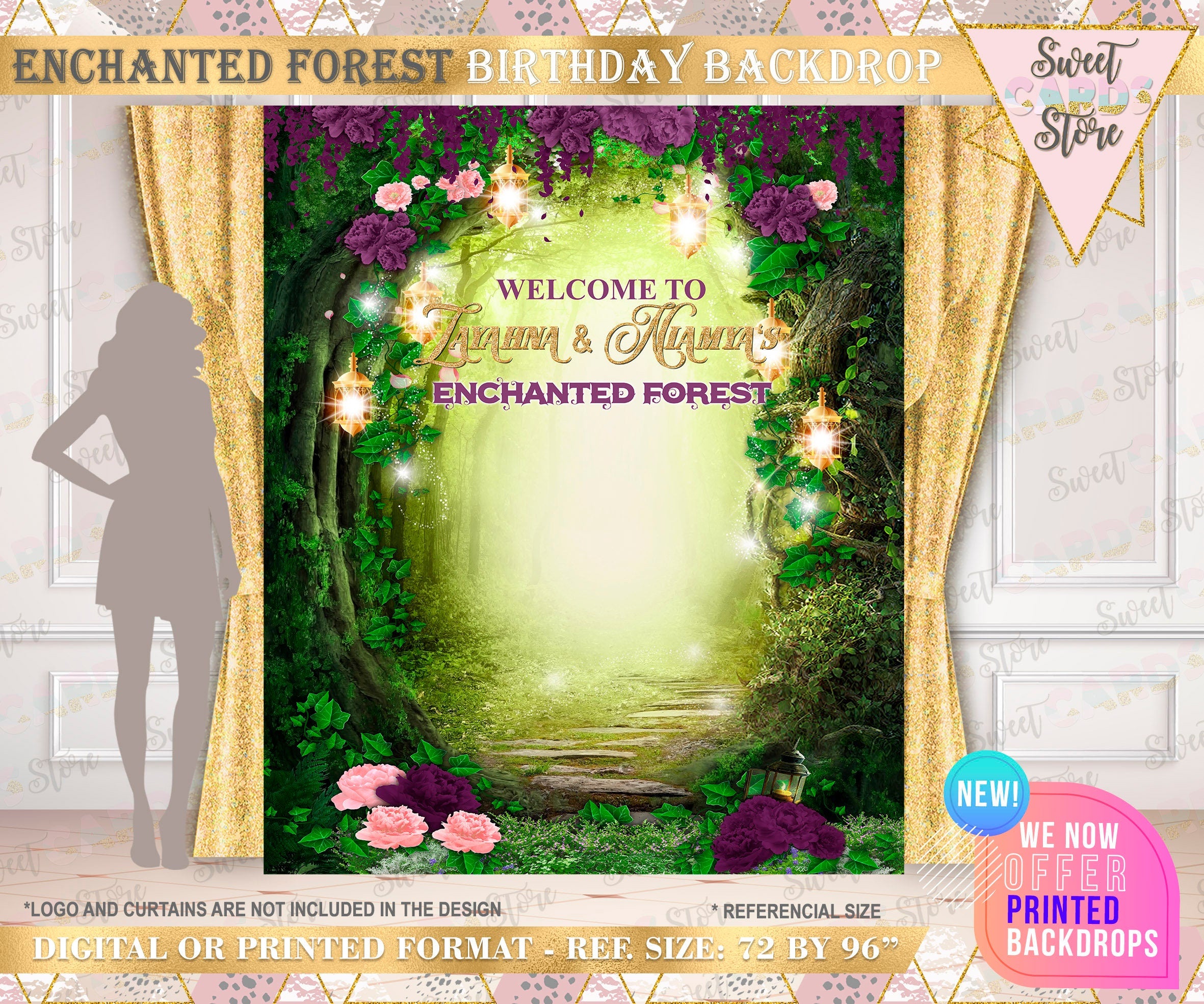 Enchanted Forest Printable Backdrop, Forest Party Backdrop, Magical Fo ... Enchanted Forest Printable Backdrop, Forest Party Backdrop, Magical Fo ...