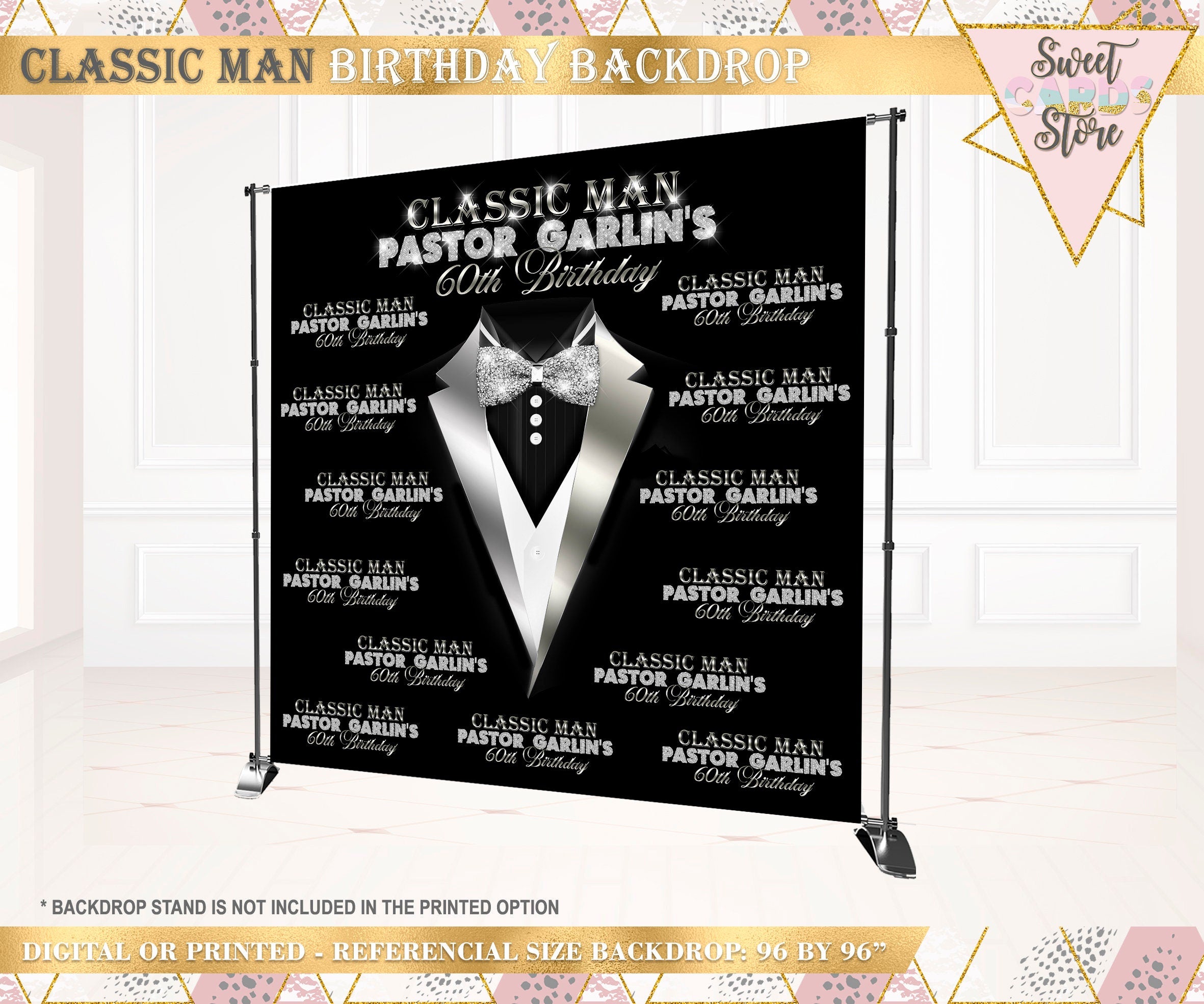 CLASSIC MAN TUXEDO Step and Repeat Backdrop, Tuxedo Elegant Backdrop ...