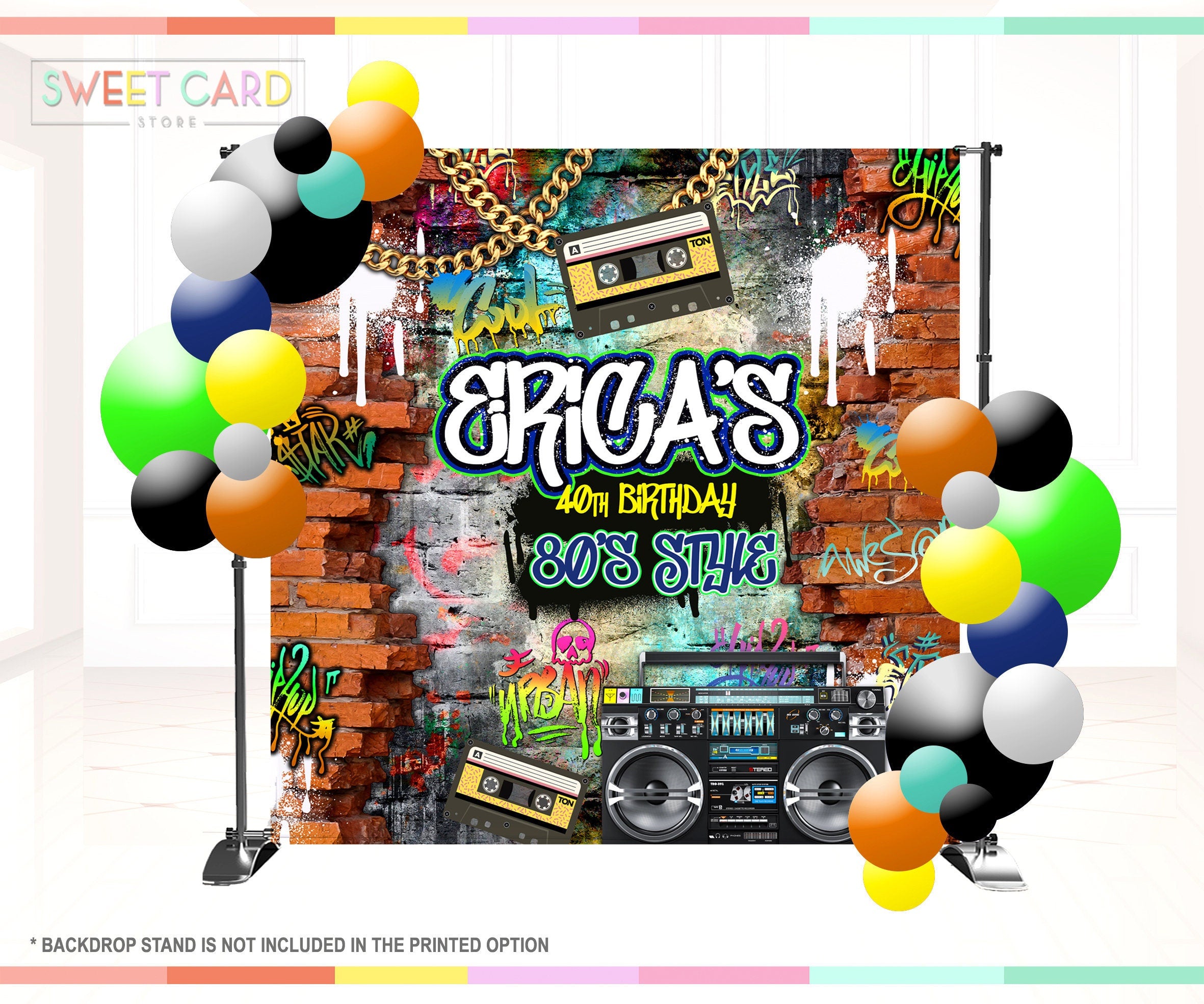 80s 90s Graffiti Party Backdrop 90s retro Backdrop Retro Backdrop graf ...
