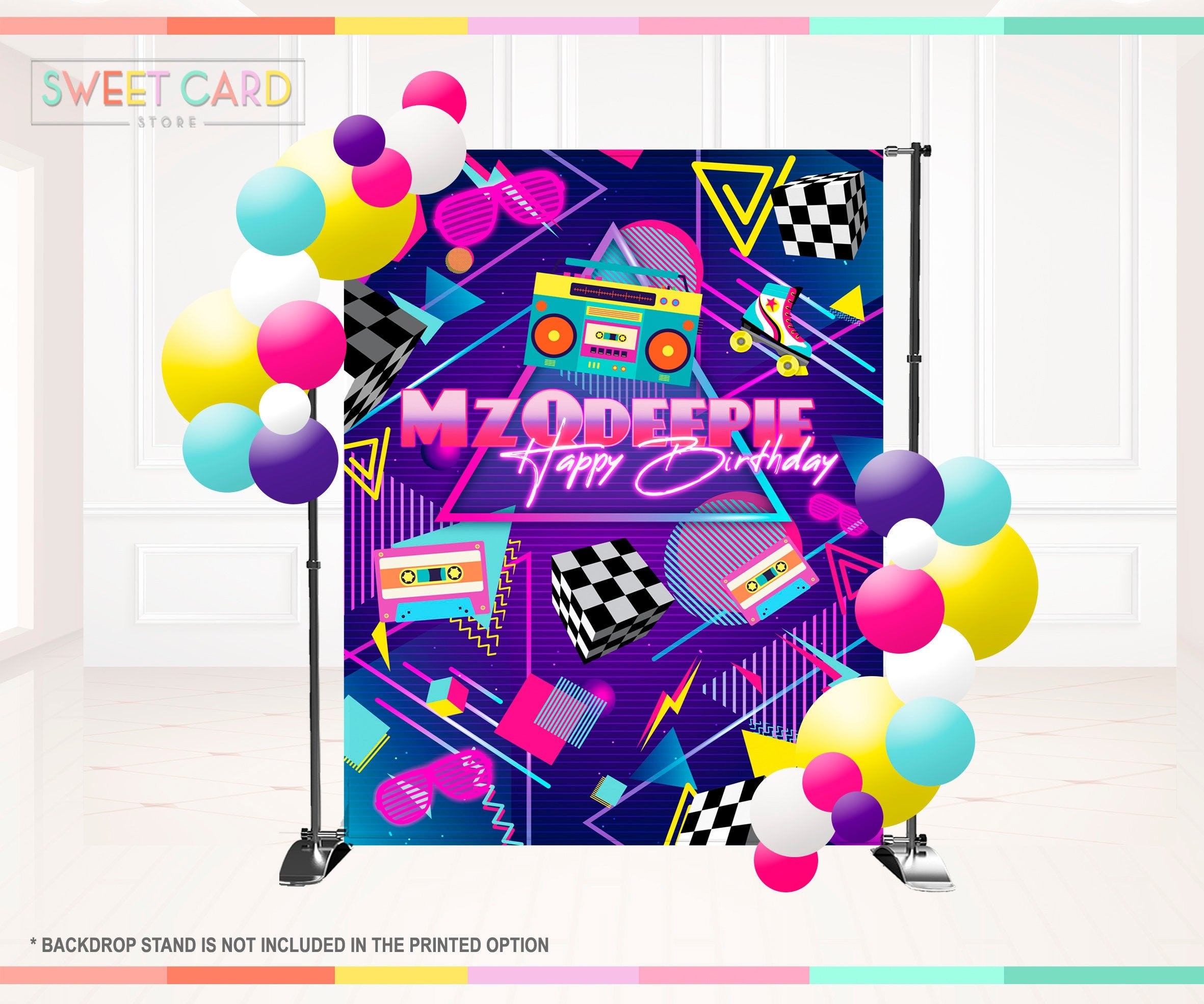 80's 90's retro Party Backdrop, 90s retro Backdrop, Retro Backdrop, gr ...