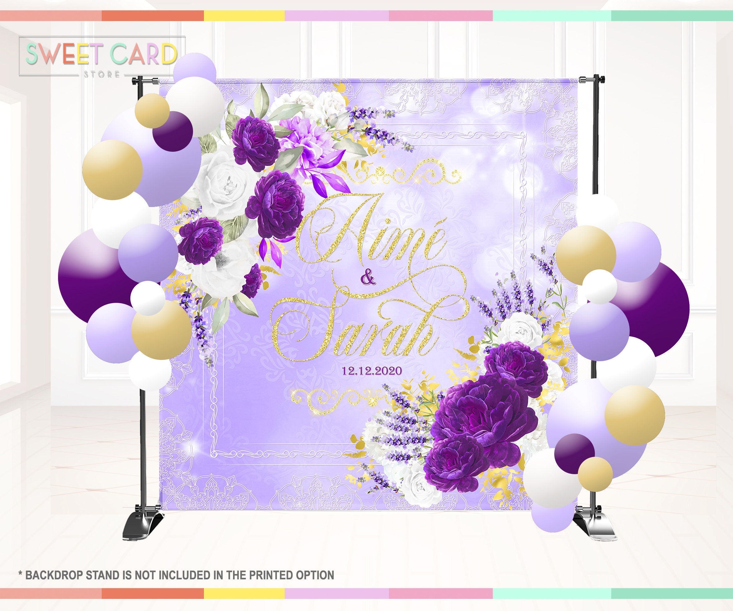 Engagement Floral Printable Backdrop, Engagement photo backdrop, Engag ...