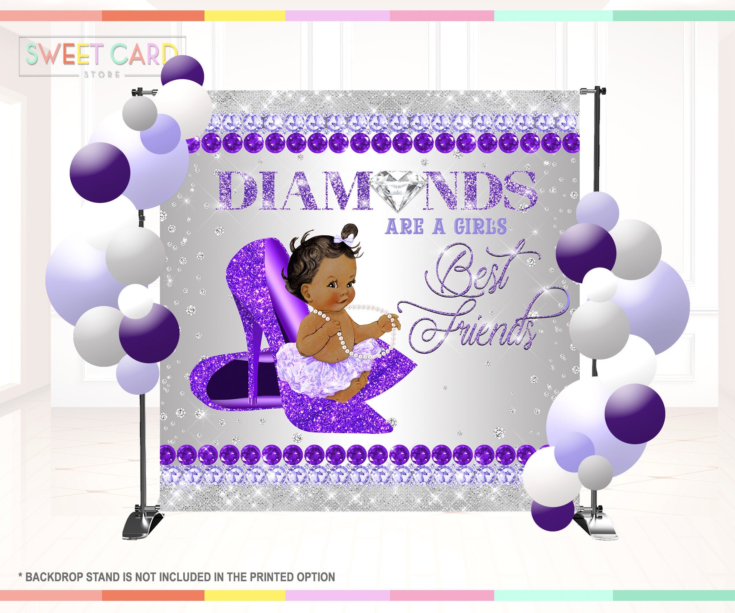 Diamond Girl Baby Shower Printable backdrop, Diamond Baby shower Backd ...