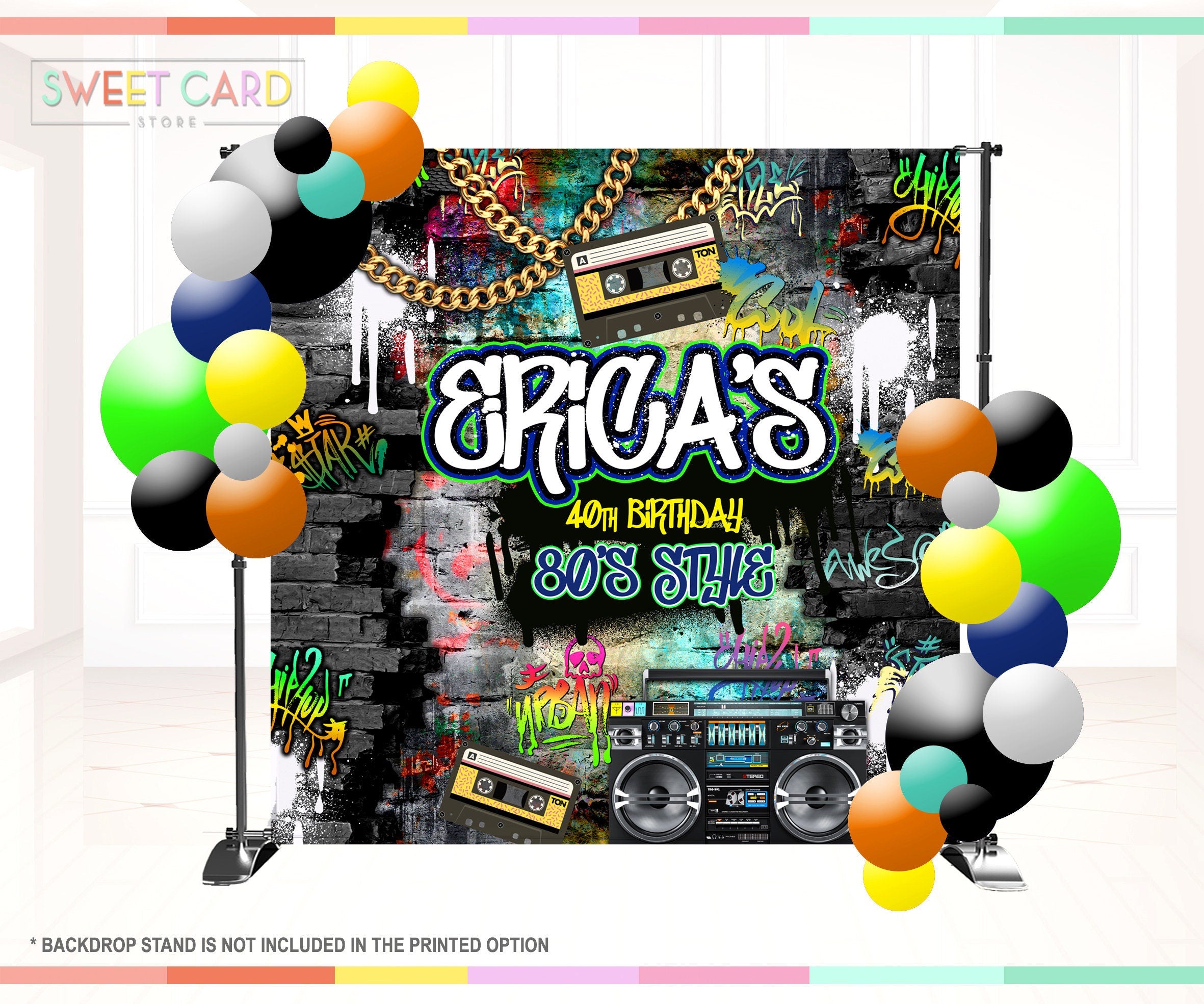80's 90's Graffiti Party Backdrop, 90s retro Backdrop, Retro Backdrop ...