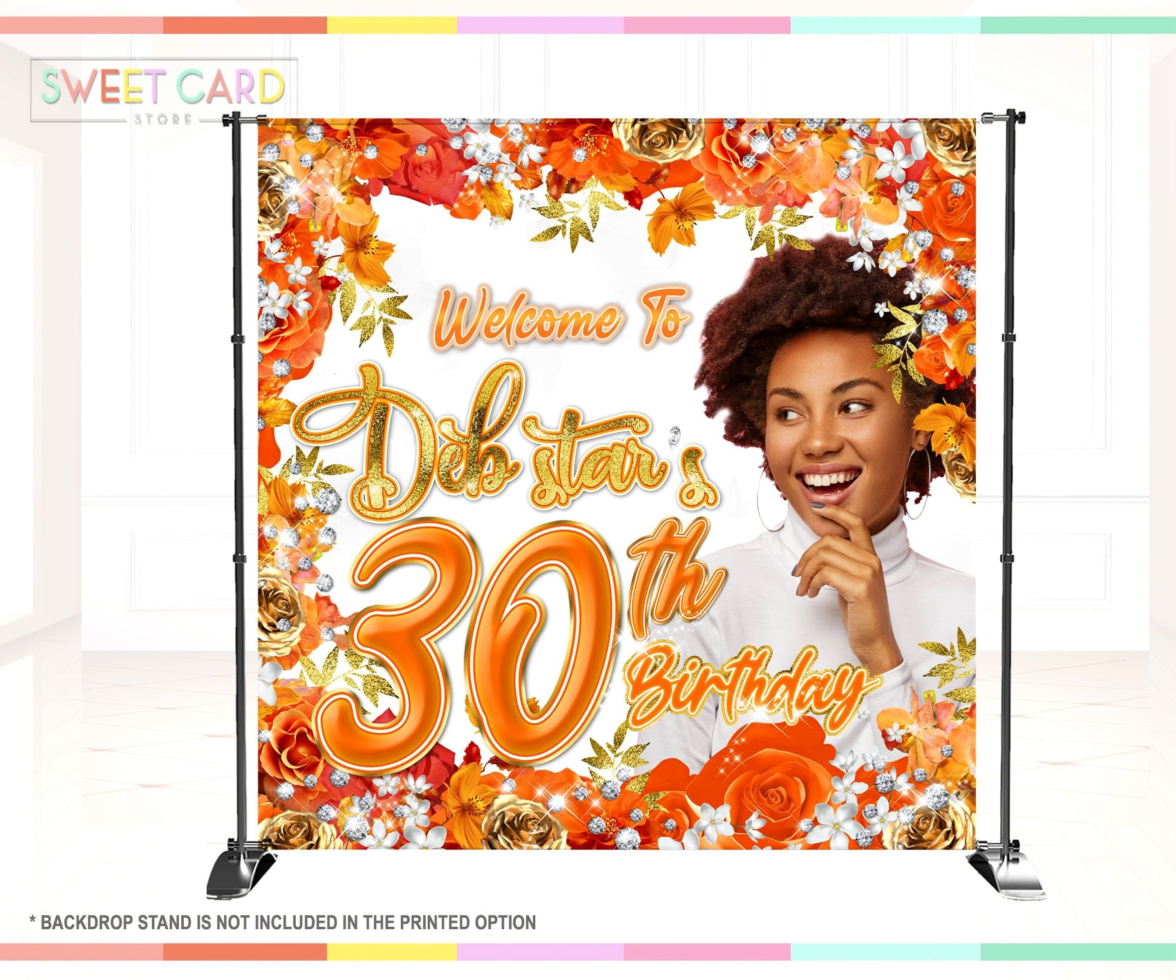 30 shades of orange birthday backdrop, 20th 30th 40th birthday backdro ...