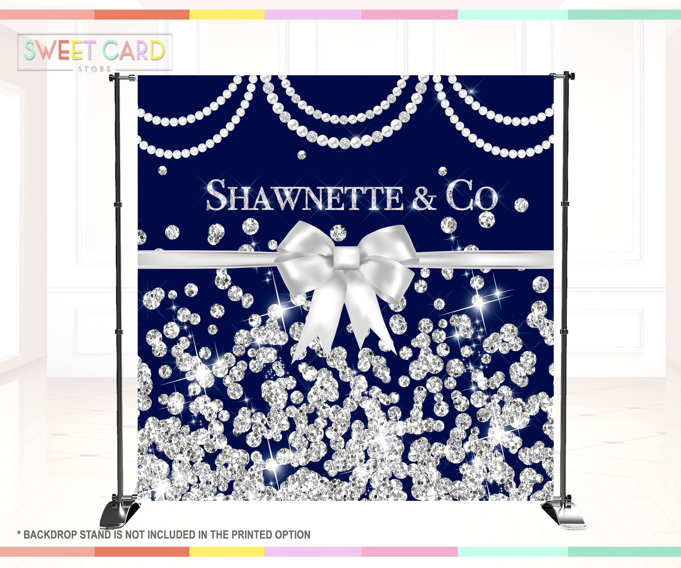 50th diamonds Backdrop, Elegant Backdrop, diamonds 40th 50th 60th Back ...