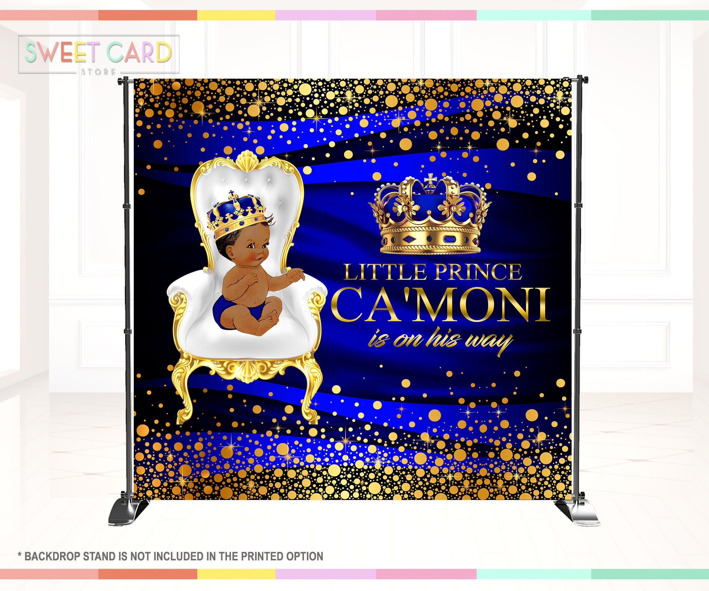 Royal Prince Little Prince Blue and Gold Printable backdrop, crown nav ...