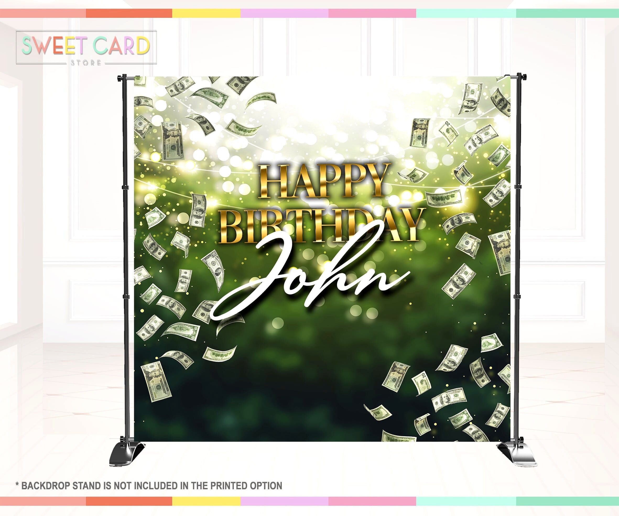 MONEY BIRTHDAY BACKDROP, 50th 40th 60th Birthday Party Backdrop, Emera ...