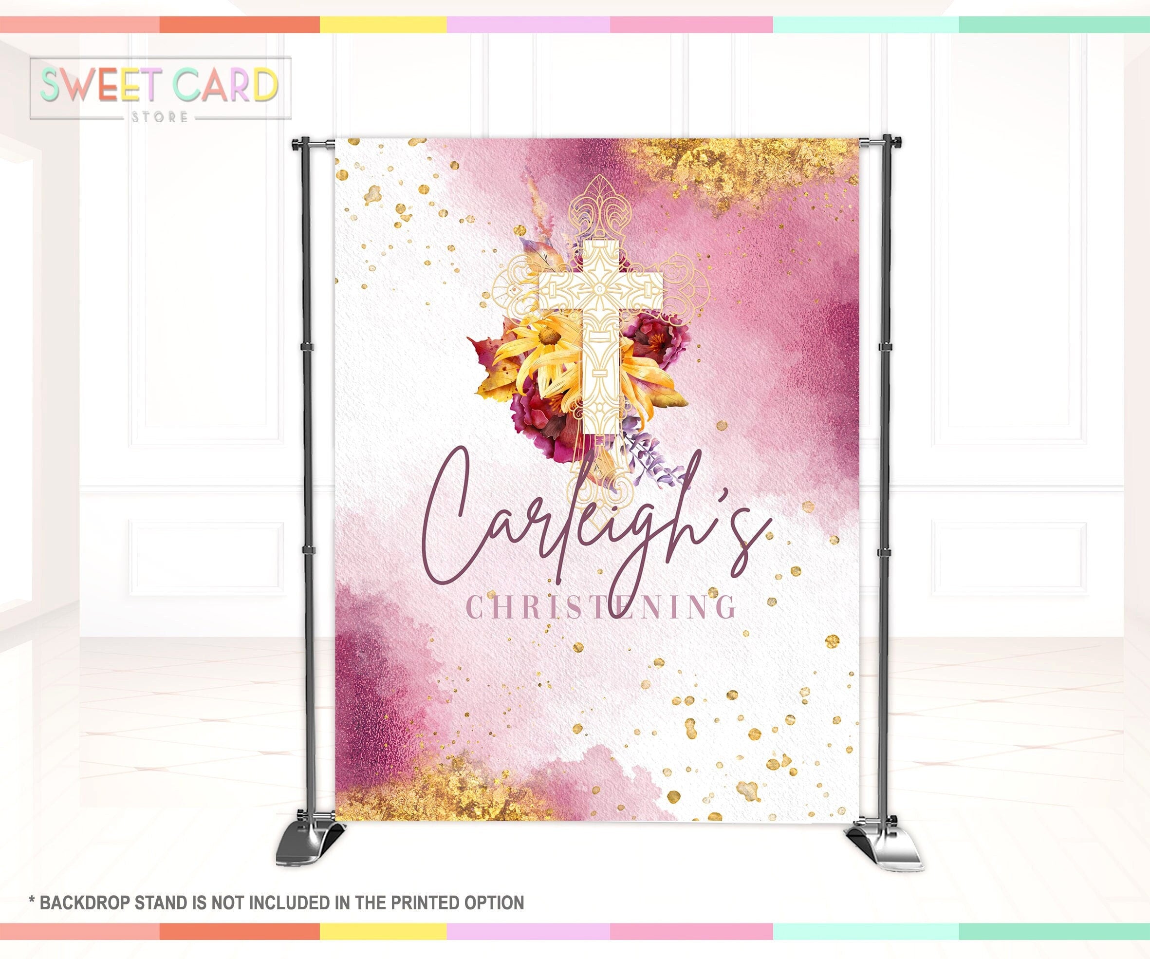 AUTUMN BAPTISM BACKDROP, baptism christening backdrop, baptism photo b ...