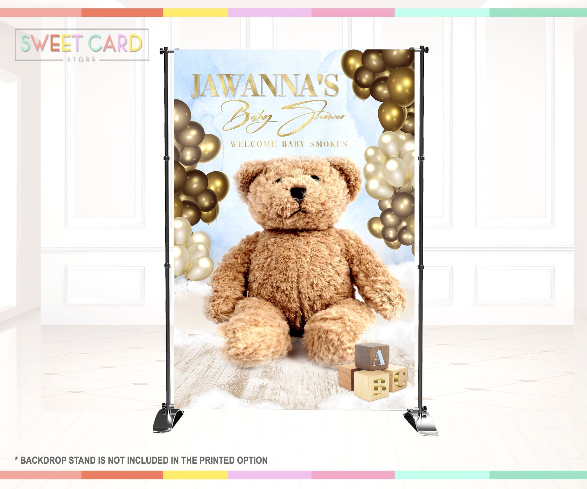 TEDDY BEAR BACKDROP, Baby Shower Backdrop, Teddy Bear balloons Backdro ...