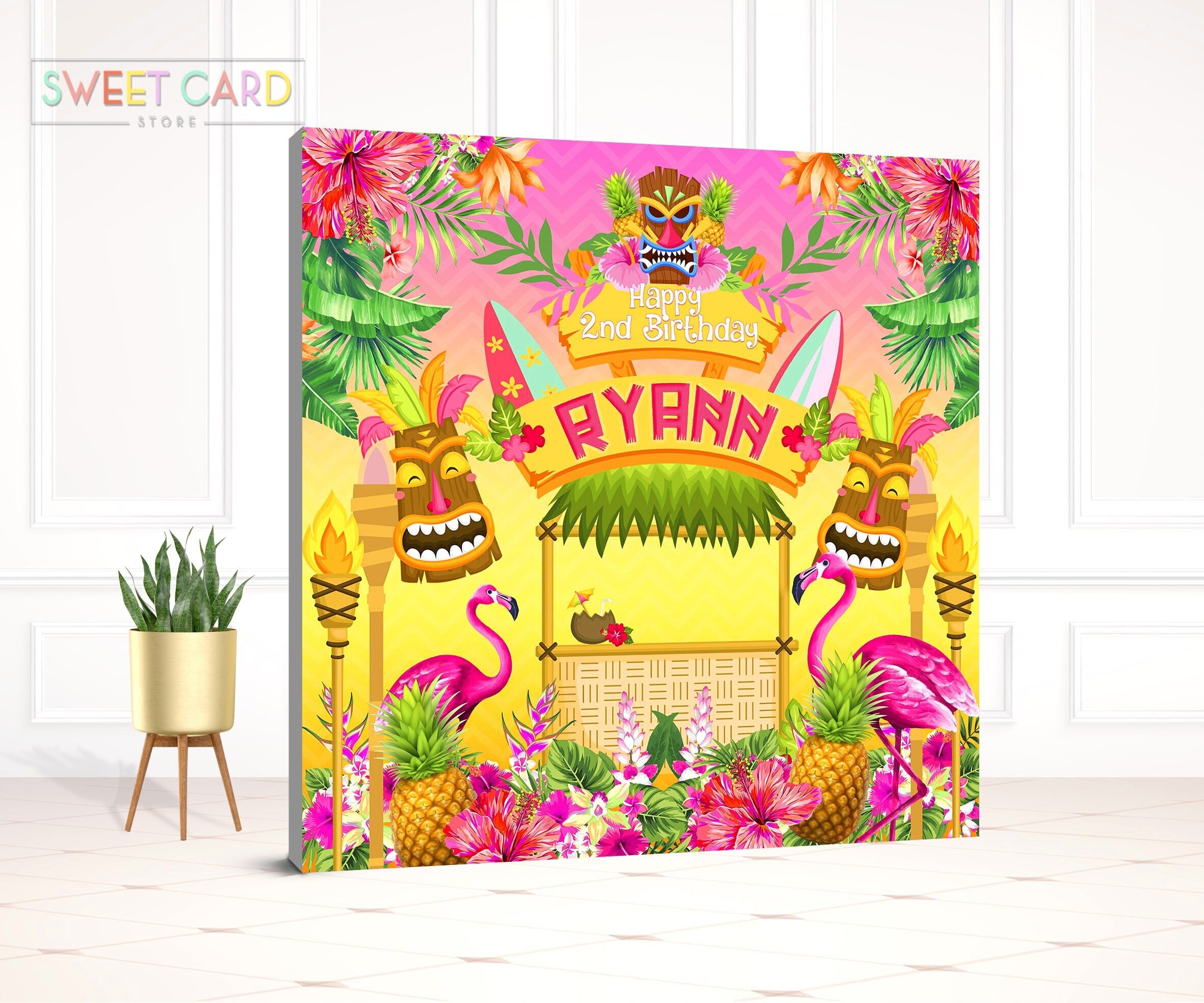 Luau Tropical Birthday backdrop, Luau baby shower backdrop decor, Luau ...