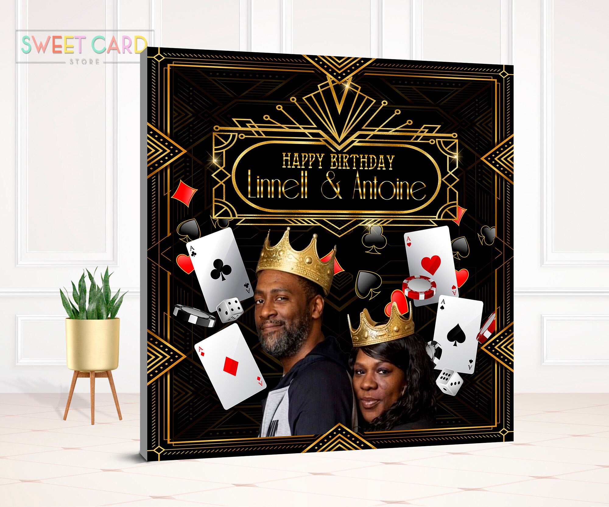 ART DECO BACKDROP, roaring 20's Birthday Backdrop, cards game backdrop ...