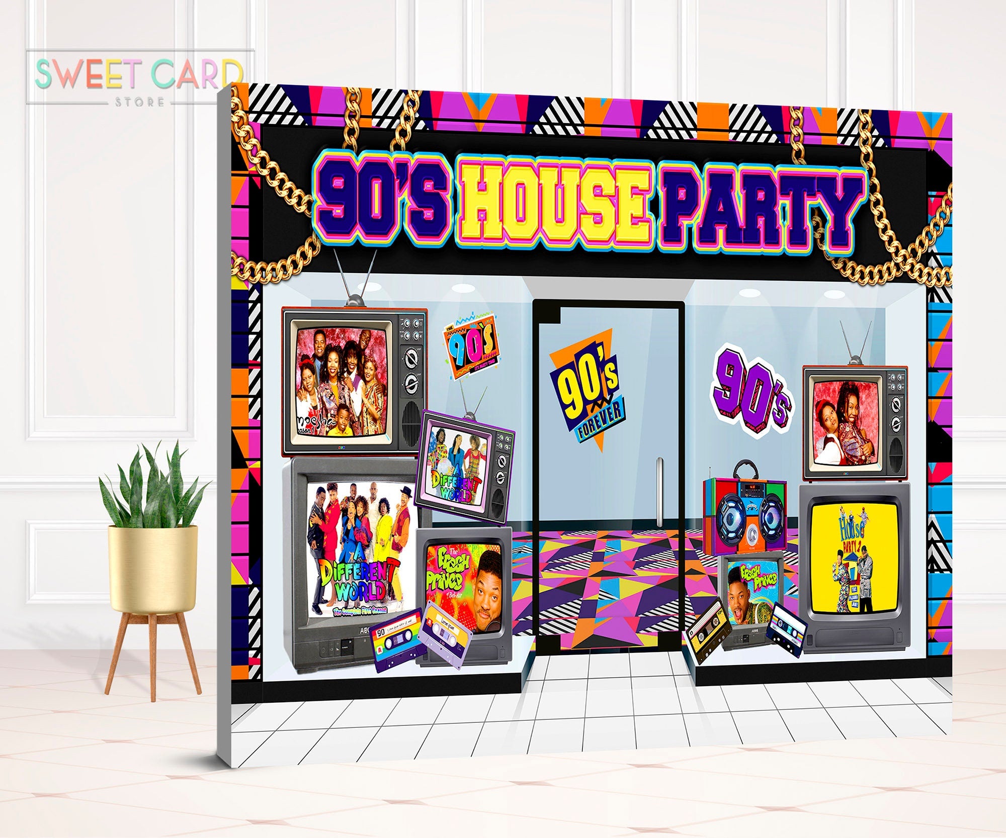 80's 90's retro Party Backdrop, 90s retro Backdrop, Retro Backdrop, gr ...