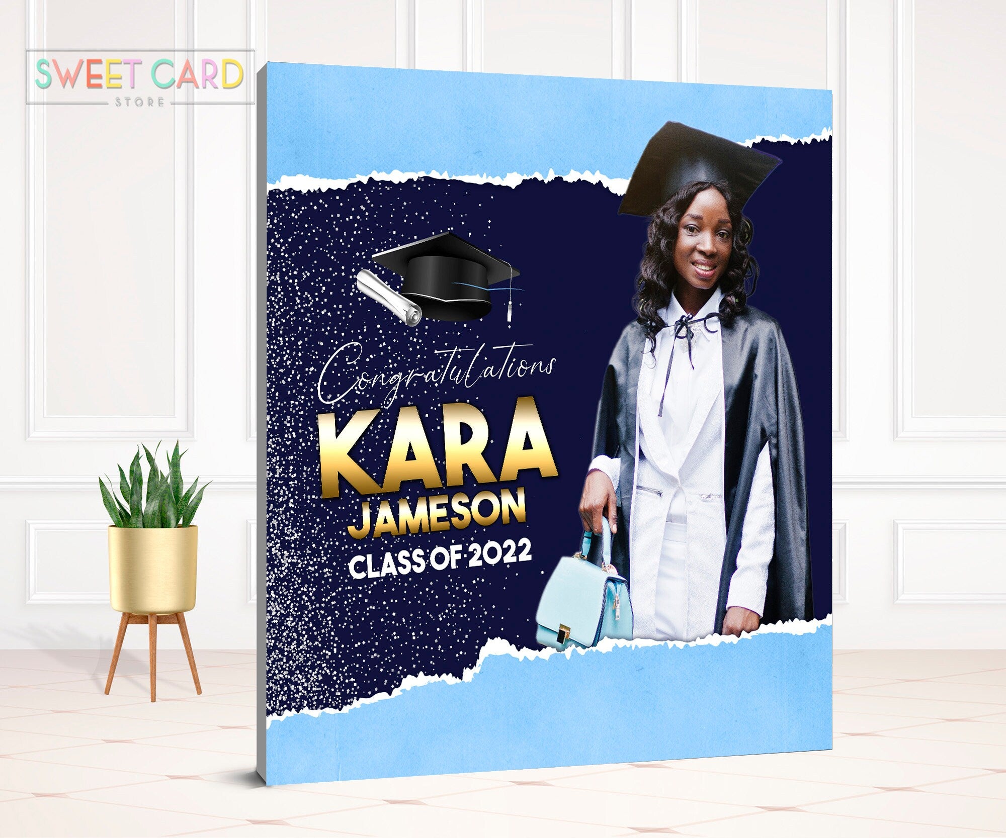 Prom graduation blue glitter backdrop, graduation backdrop, prom 2023 ...