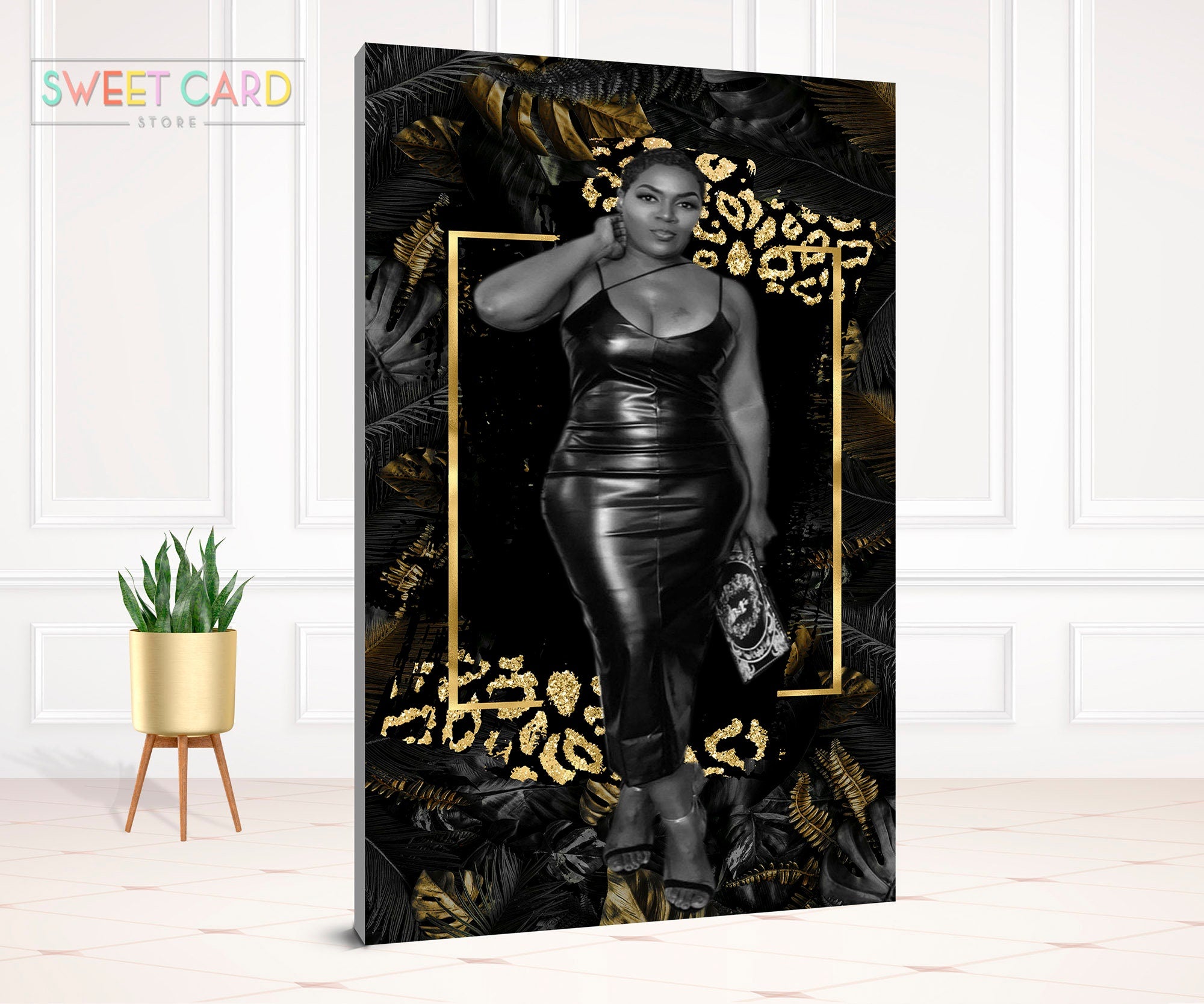 JUNGLE leopard BACKDROP, Jungle animal print baby shower, safari gold ...