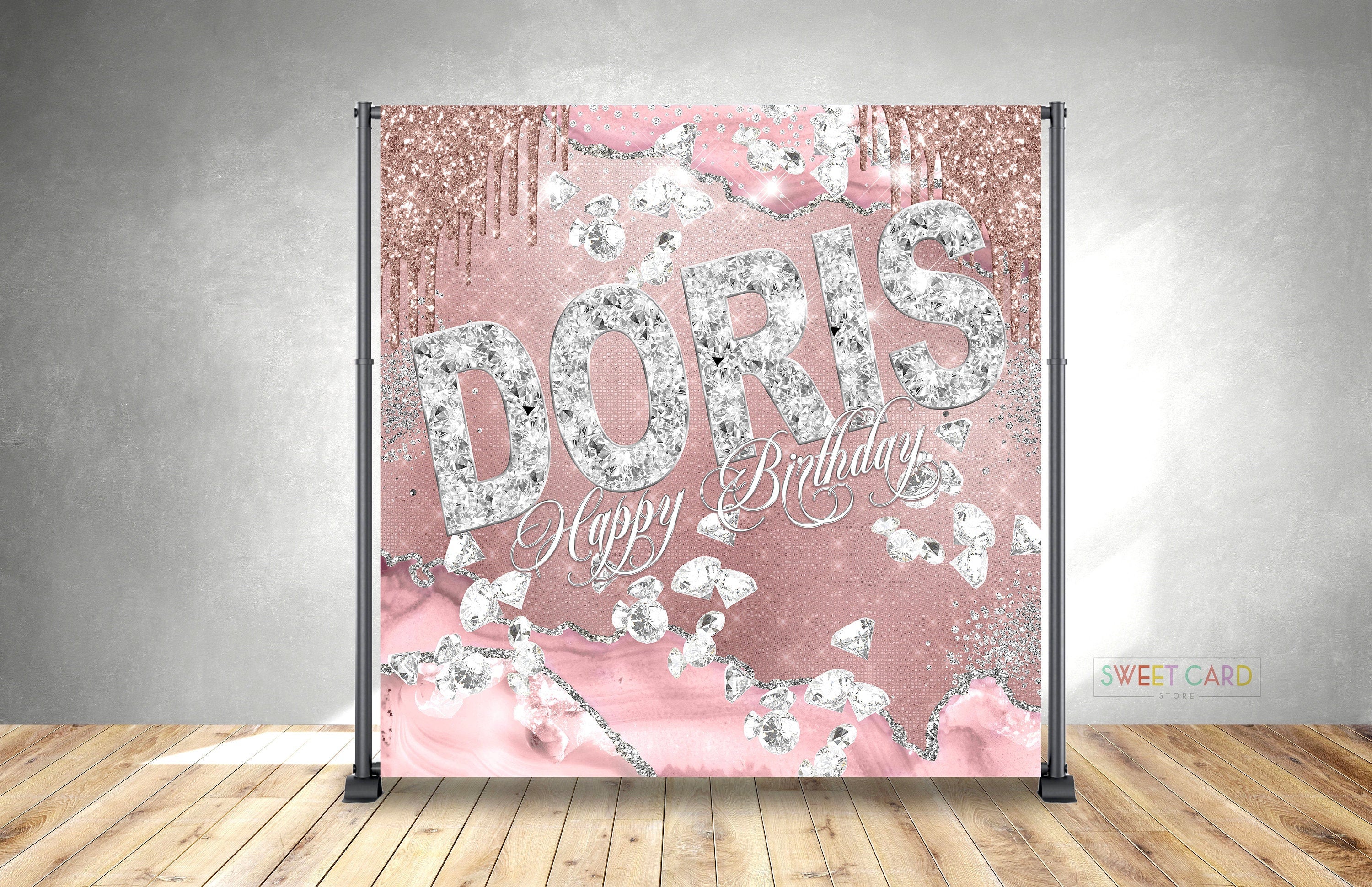 SPARKLE DIAMONDS BACKDROP, Rose Gold diamonds birthday Backdrop, spark ...