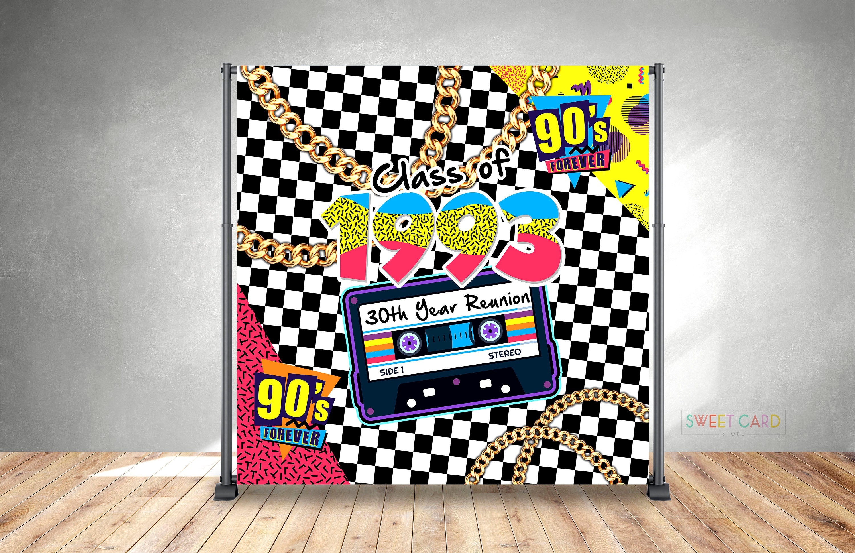 80's 90's retro Party Backdrop, 90s retro Backdrop, Retro Backdrop, gr ...